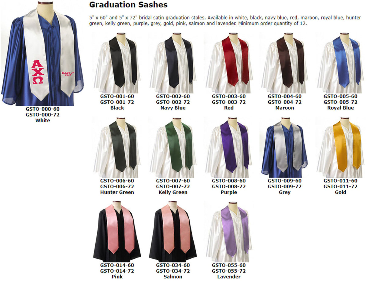 72 inch Alpha Chi Omega Graduation Stole – Maggie Maize