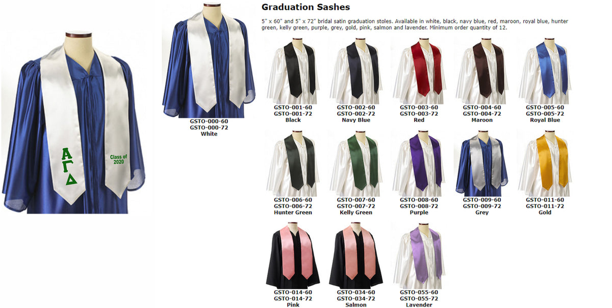 72 inch Alpha Gamma Delta Graduation Stole – Maggie Maize